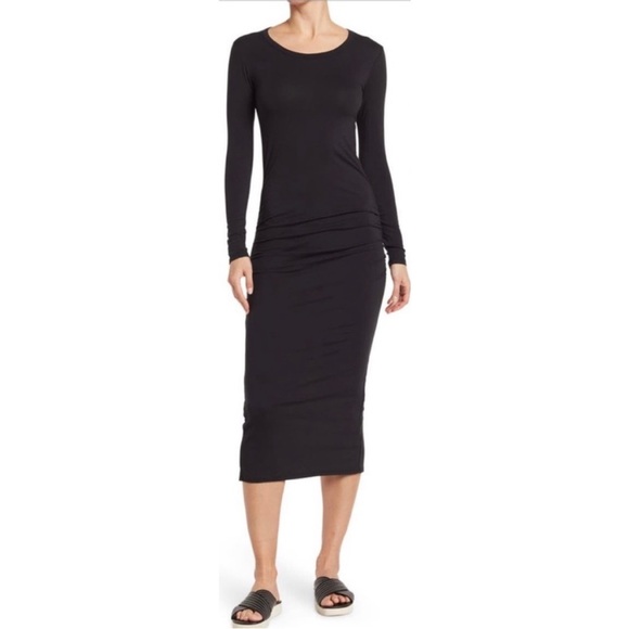 James Perse | Dresses | James Perse Ruched Long Sleeve Dress | Poshmark